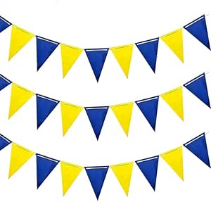 Amazon.com: XIKSXITN Navy Blue and Yellow Pennant Banner - Heavy Duty ...
