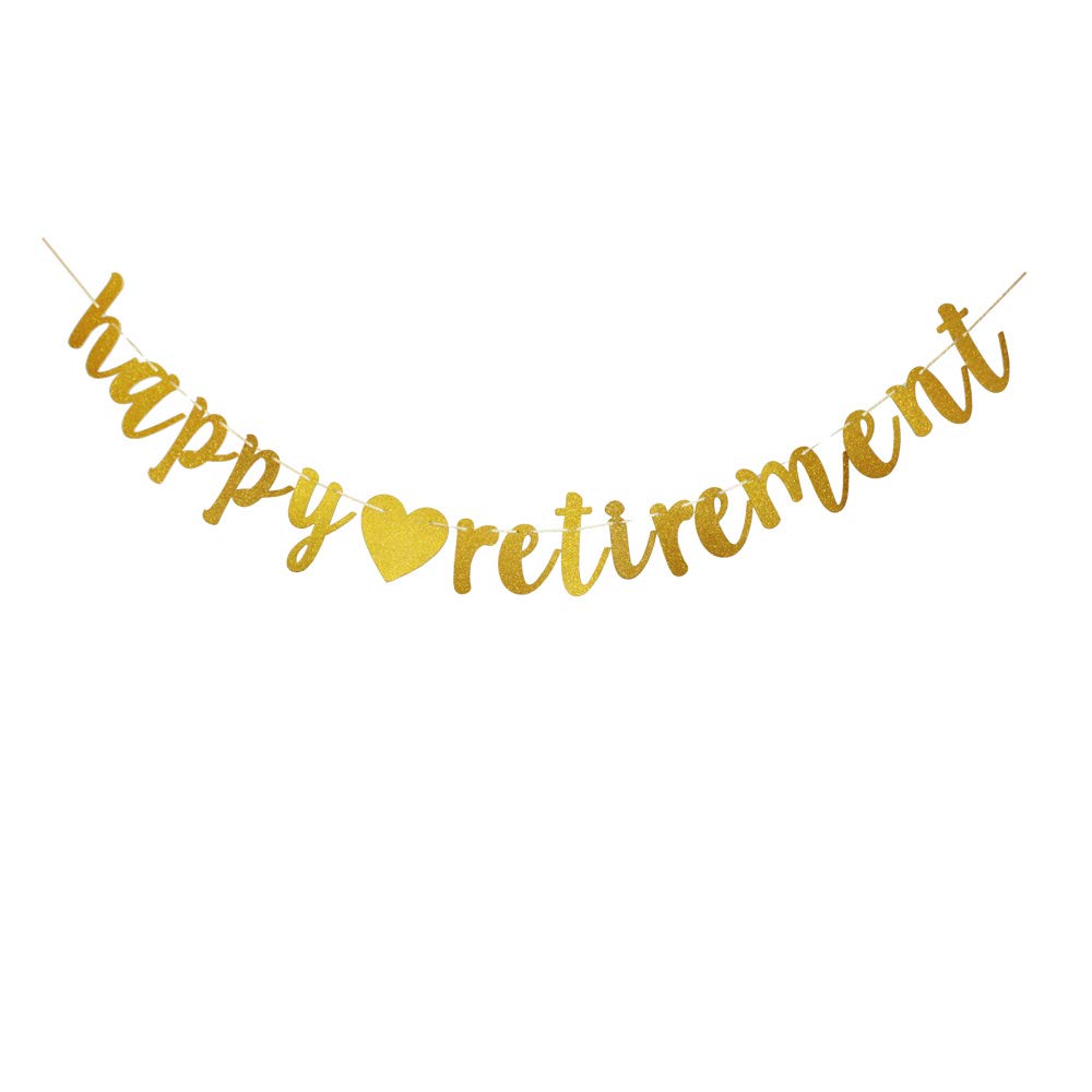 Amazon.com: Happy Retirement Gold Banner, Retirement Party Sign Bunting ...
