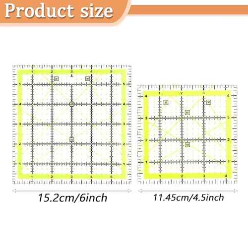 2 Pcs Quilting Rulers, Double Colour Grid Lines, Square Quilting Rulers ...