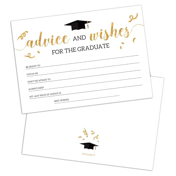 Buy 2022 Graduation Advice Cards for the Graduate (50 Pack) | Black and ...