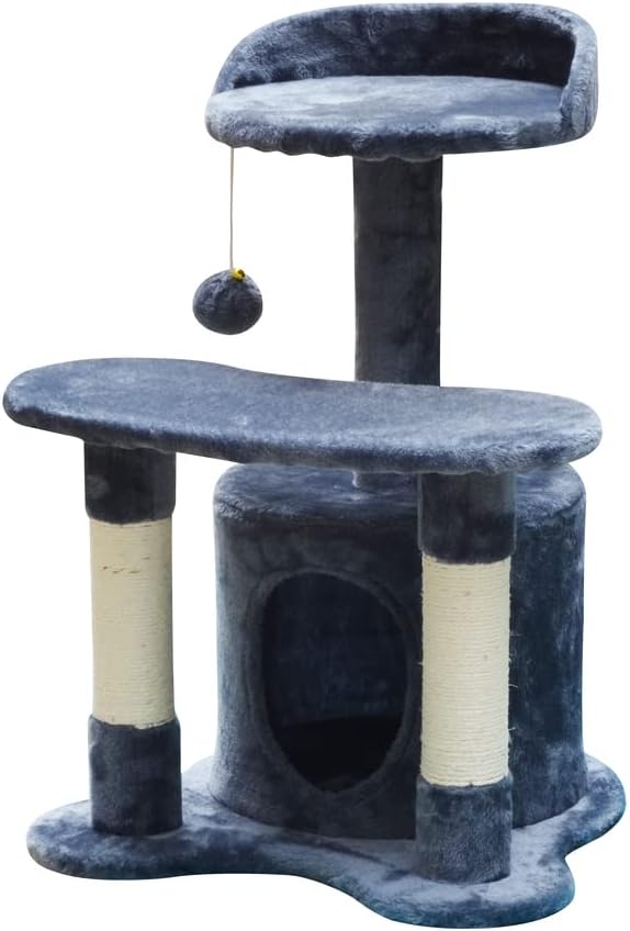 Petbarn Cat Tree Scratching Post Tower Dark Grey : Amazon.co.uk: Pet ...