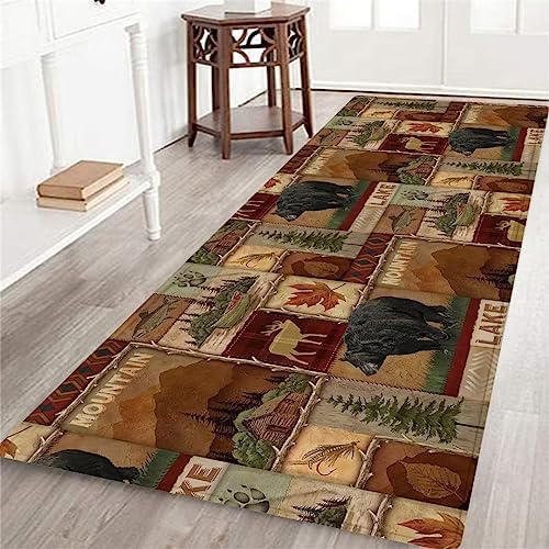 Amazon.com: Cabin Lodge Long Runner Area Rug with Bear and Cub Image (2 ...