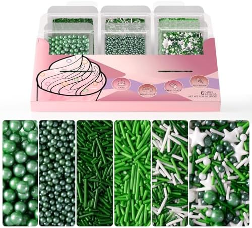 Amazon.com: HUEBEATY® 6-in-1 Green Sprinkles for Cakes, Cupcakes ...