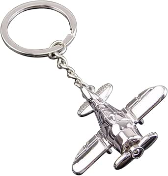 SUPVOX Silver Metal Plane Keychain with Aircraft Pendant Decoration ...