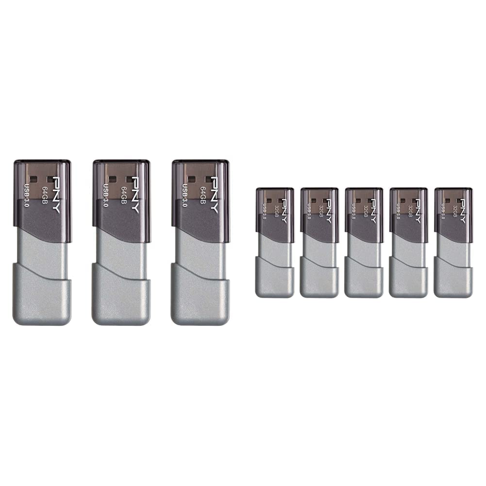 Amazon.com: PNY 64GB Turbo Attaché 3 USB 3.0 Flash Drive 3-Pack & 32GB ...