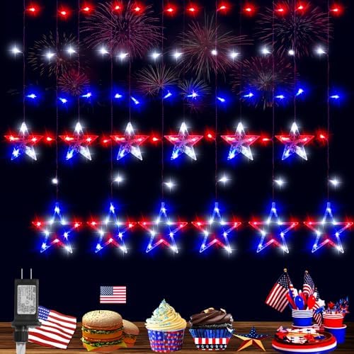 Amazon.com: EDYCON 4th of July Lights Decorations Red White and Blue ...