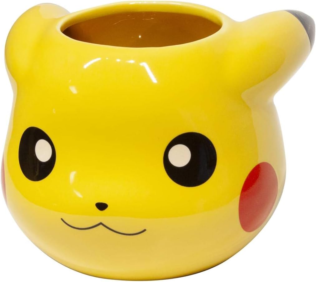 Amazon.com: 16 OZ Pokemon OFFICIAL Pikachu Face Molded Yellow Ceramic ...