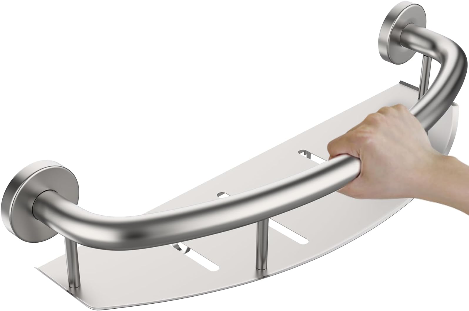 Amazon.com: Moen LR2354DBN Bathroom Grab Bar with Corner Shelf, Brushed ...