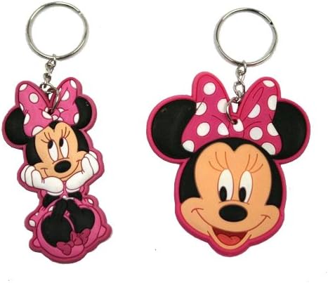 Amazon.com: Disney Minnie Mouse Laser Cut Keychain- Head Rubber Keyring ...