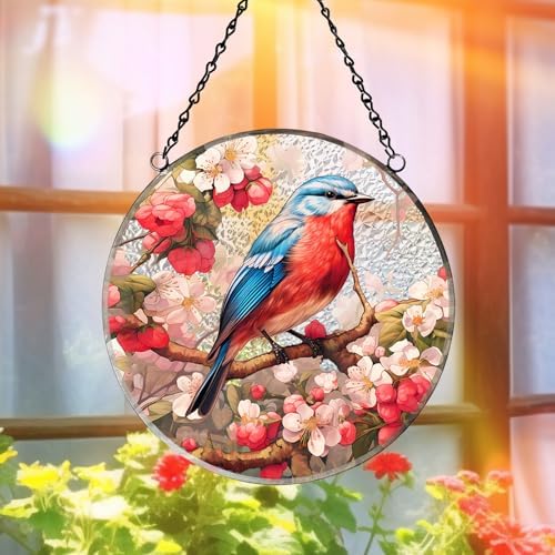 Amazon.com: Gift Birds Stained Glass Suncatcher Stained Glass Window ...