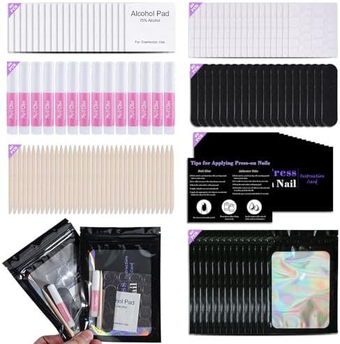 Amazon.com: 12pcs Press on Nail Storage Box with 60 Pcs Adhesive Double ...