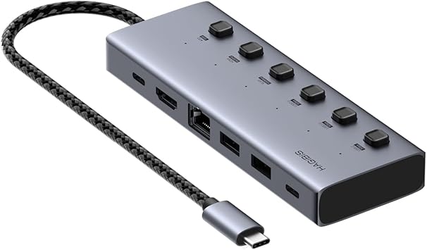 Amazon.com: Hagibis USB C Hub 6 in 1 Individual On/Off Switches Type-C ...