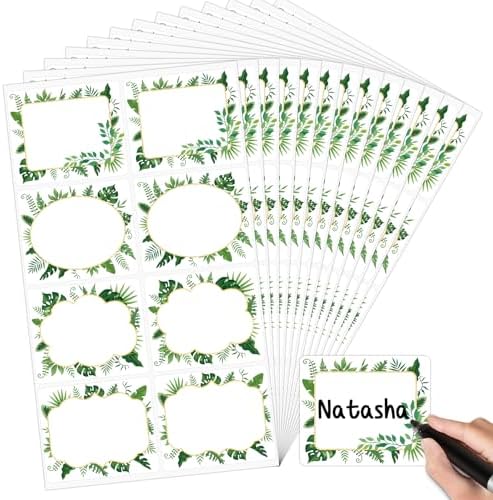 Amazon.com: 104 Pcs Tropical Leaves Name Tags Stickers for Kids Spring ...