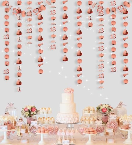 Amazon.com: 13th Birthday Decorations Rose Gold Number 13 Circle Dot ...