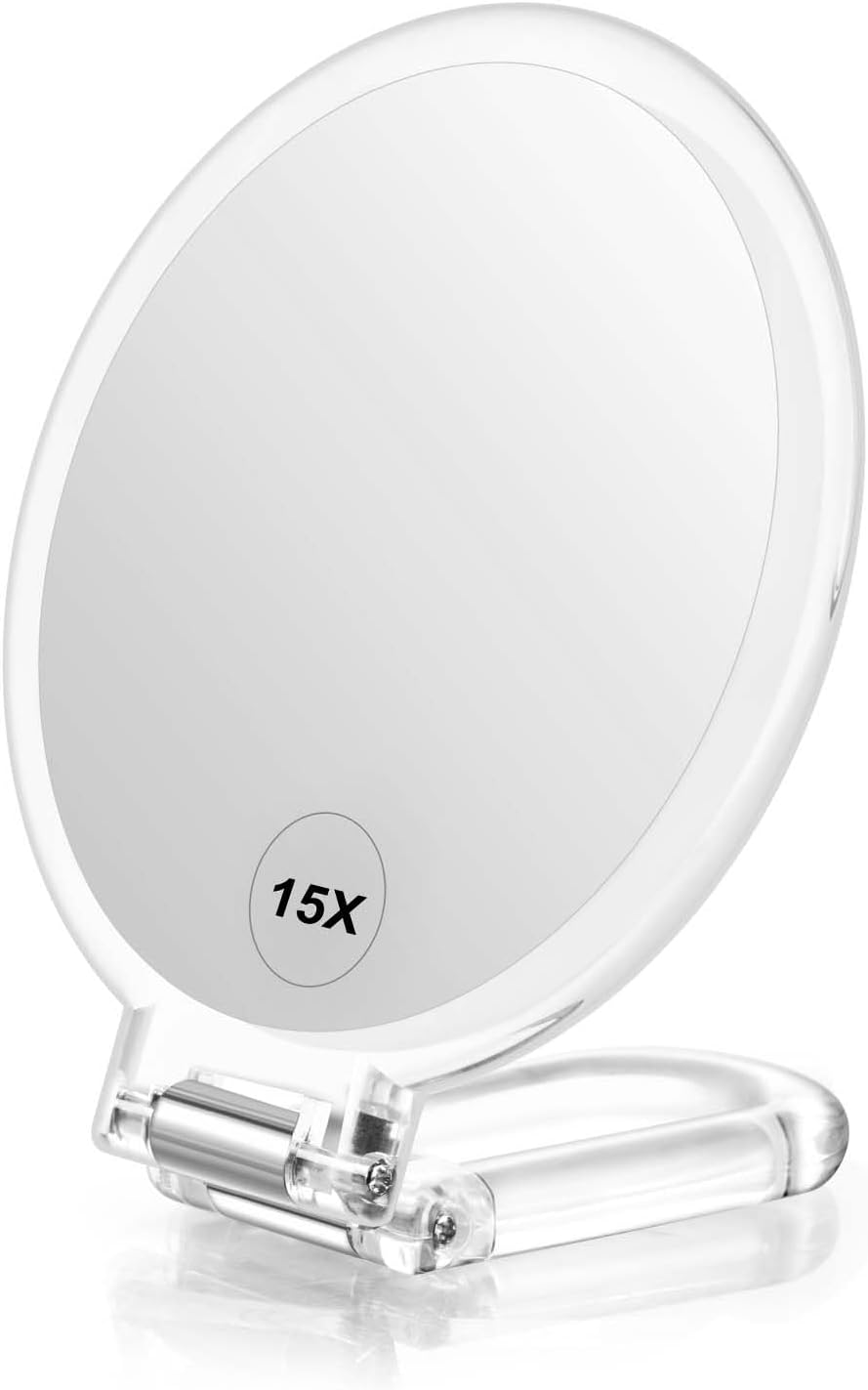 Amazon.com: LFOYOU Magnifying Handheld Mirror Double Sided, 1X 15X ...