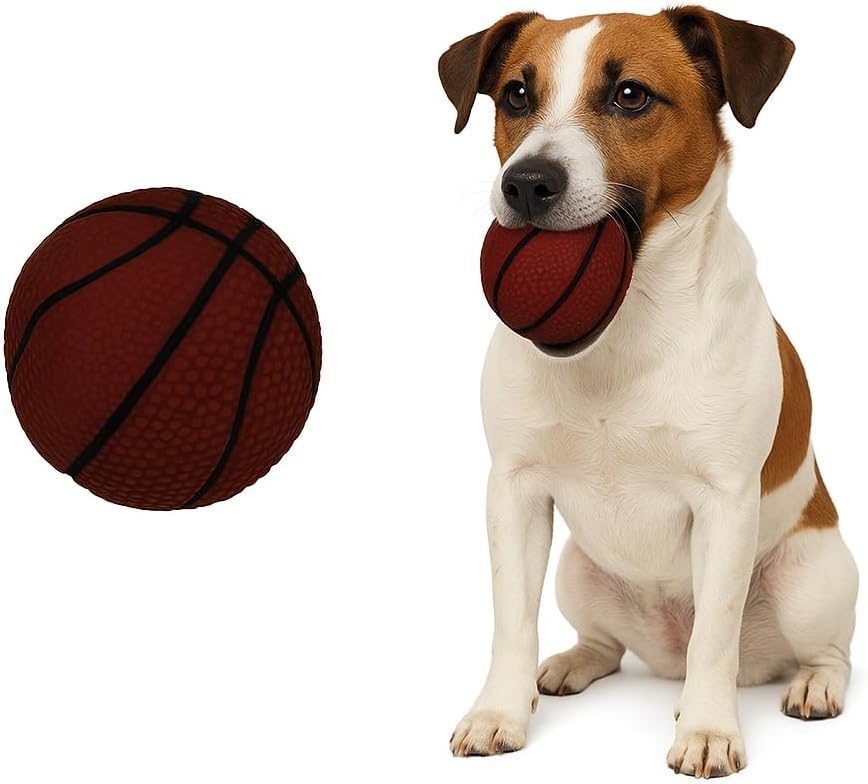 SHOPMEFAST Basketball Dog Toy, 8 cm Squeaky Ball, Interactive Pet Play ...