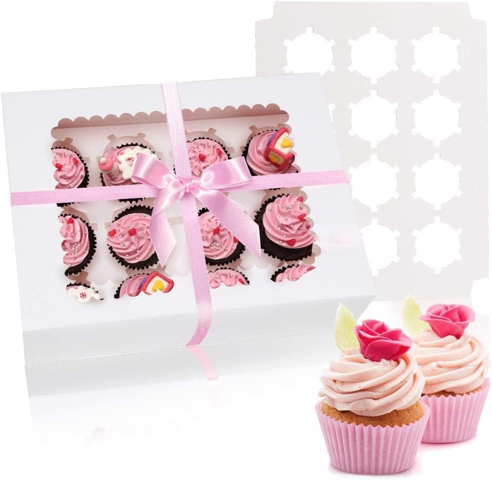 Rarapop 15-Set White Cupcake Boxes Hold 12 Standard Cupcakes, Food ...