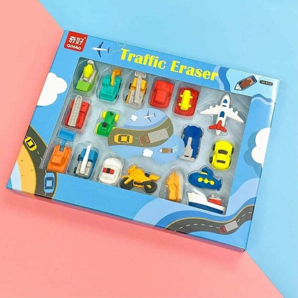 Homesoul Colorful Traffic Erasers Kit for Children,Different Design and ...