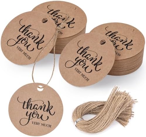 Amazon.com : VGOODALL 120PCS Thank You Gift Tags, Round Gift Tags Brown ...