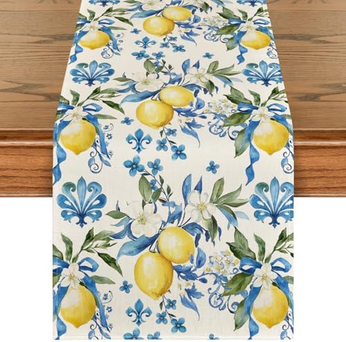 Amazon.com: Summer Lemon Table Runner, Seasonal Fruit Kitchen Dining ...