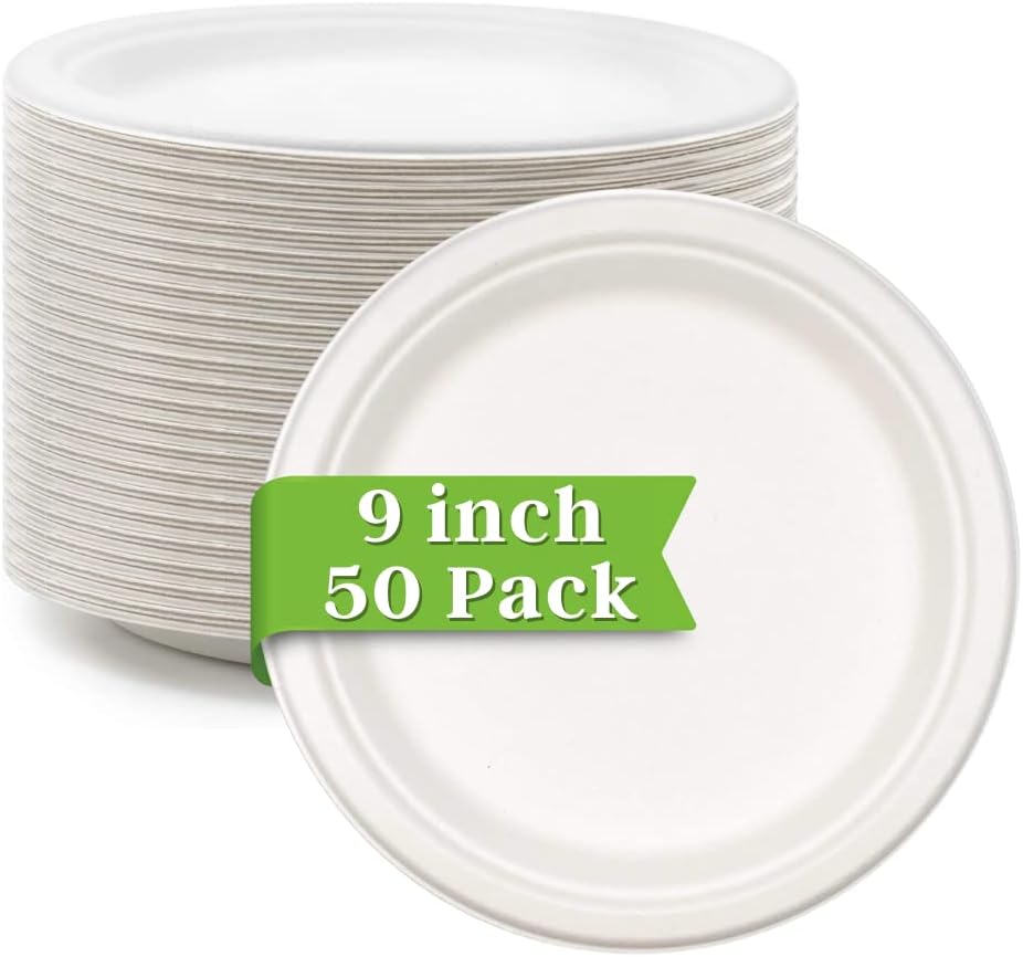 G4GADGET 100 Paper Plates 23cm - 9inch Paper Plates, Disposable Plates ...