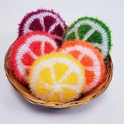 Amazon.com: 100% Handmade Dish Scrubber Crochet Fruit Design Dishwash ...