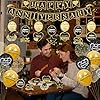 Amazon.com: Happy Anniversary Decorations for Men Women, Black Gold ...