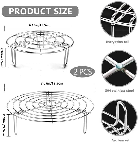 GLAITC Round Steam Rack, Stainless Steel Roasting Rack Multi-Purpose ...