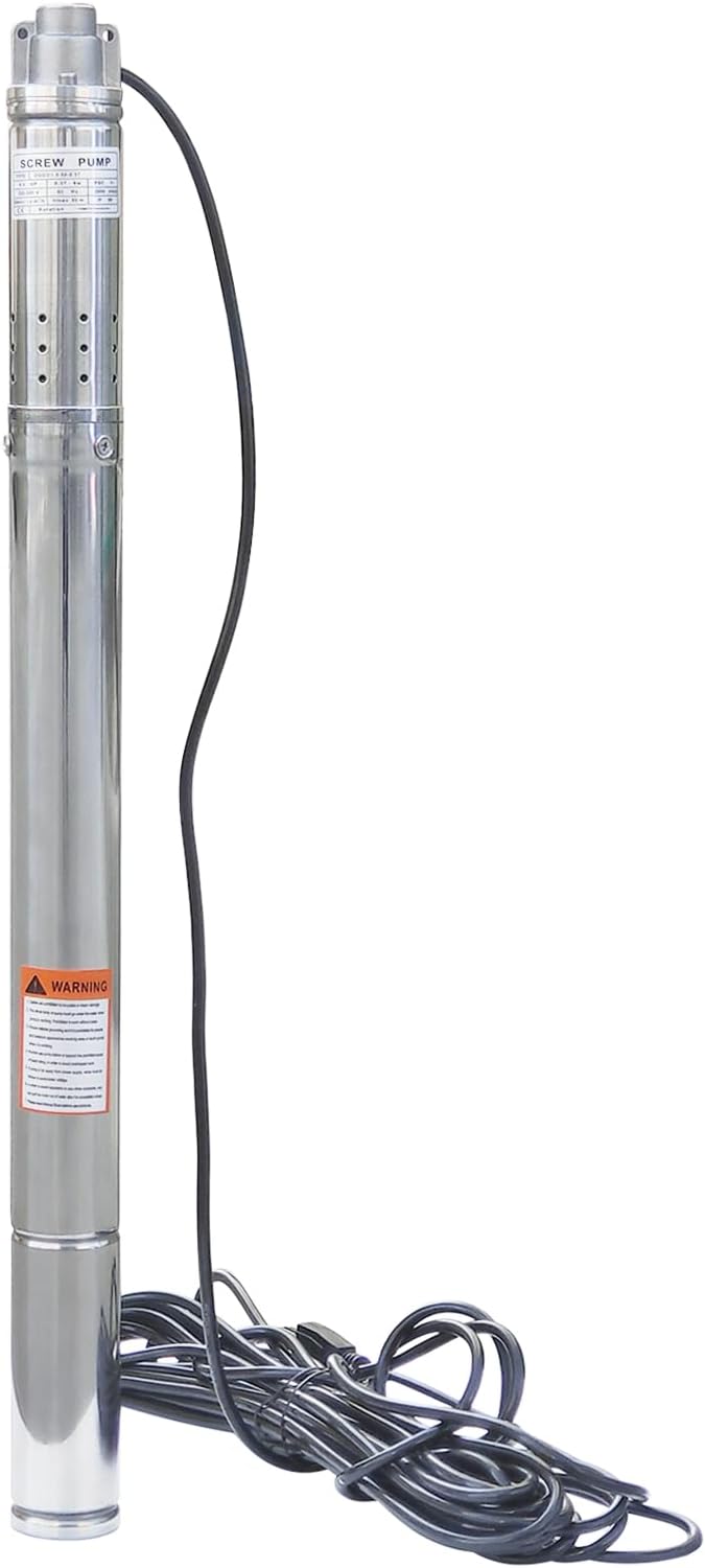 Deep Well Submersible Pump, 0.5HP 110V/60Hz, 16GPM 157 ft Head, with ...