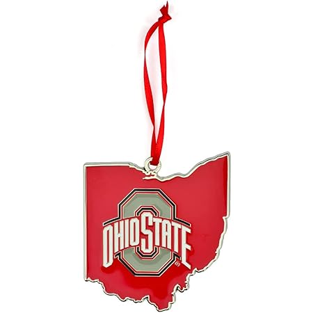 Amazon.com: Ohio State Buckeyes State Shape Metal Christmas Ornament ...