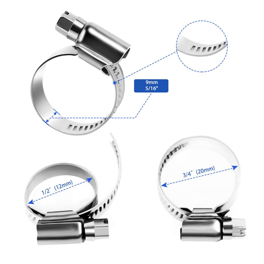 Snapklik.com : Heavy Duty Hose Clamp - 14 Pcs,Size#6,1/2 To 3/4 Inch ...