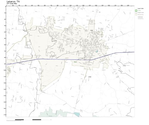 Amazon.com : ZIP Code Wall Map of Lebanon, TN ZIP Code Map Laminated ...