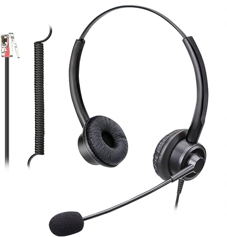 Amazon.com: RJ9 Telephone Headset with Microphone Noise Cancelling ...