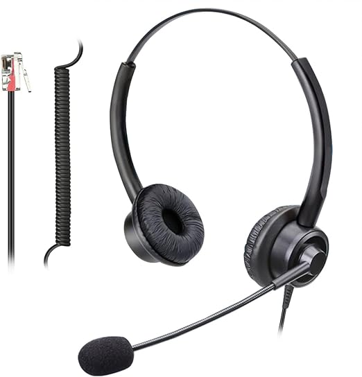 Amazon.com: RJ9 Telephone Headset with Microphone Noise Cancelling ...