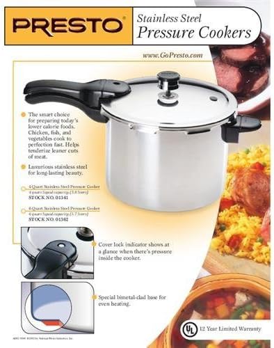 Amazon.co.jp: PRESTO 01362 6 Qt. Stainless Steel Pressure - NEW ...