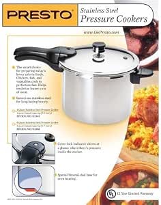 Amazon.co.jp: PRESTO 01362 6 Qt. Stainless Steel Pressure - NEW ...