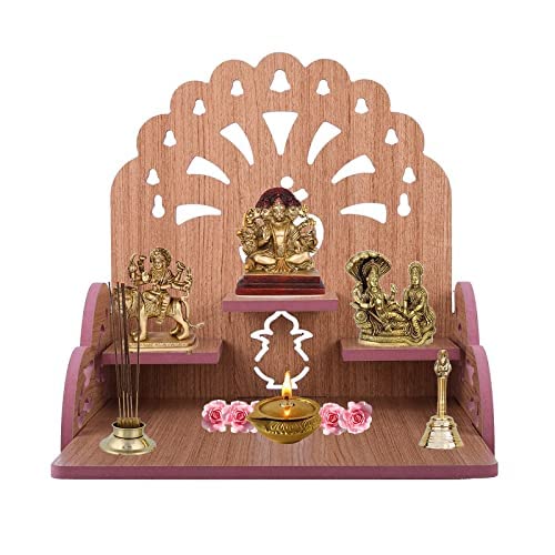 Buy AB CUSTOMS Handmade Beautiful Wooden Temple/Home Temple/Puja Mandir ...