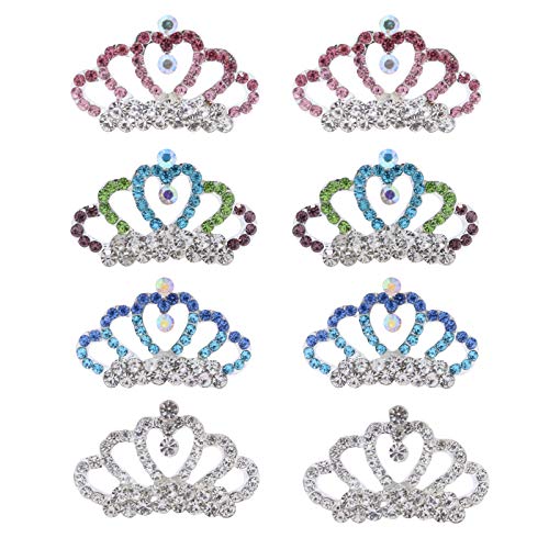 VinBee 8 Pcs Princess Crown Comb Mini Tiara Hair Comb Shiny Rhinestone ...