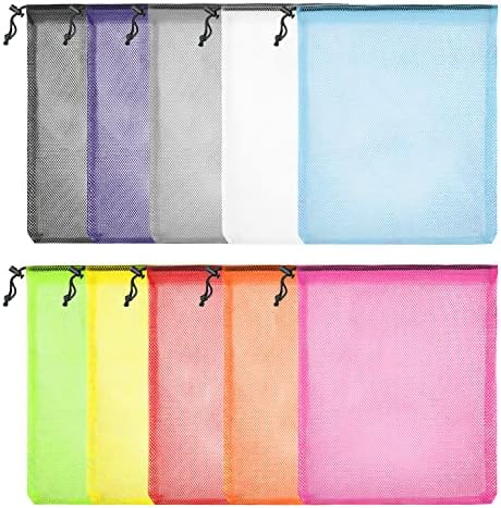 JOIKIT 15Pcs 35x40cm Large Colorful Mesh Drawstring Bag, Mesh ...