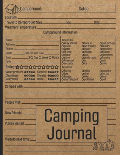 Camping Journal: Family RV Travel Logbook / Memory Book For Adventure ...