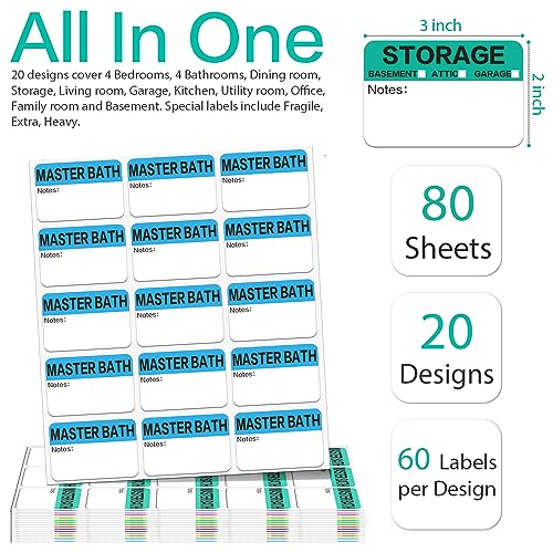 Snapklik.com : 1200 Count 3 X 2 Inch Large Home Moving Packing Box Labels
