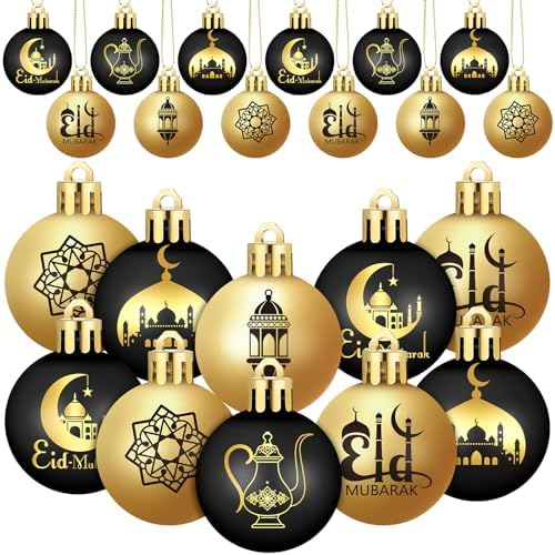 Amazon.com: Bememo 24 Pcs Ramadan Ball Ornaments for Tree Eid Mubarak ...