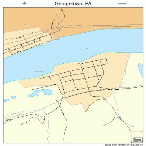Large Street & Road Map of Georgetown, Pennsylvania PA - Printed poster ...