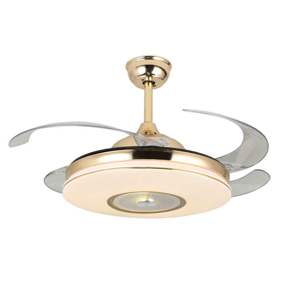 42" Retractable Ceiling Fans with LED Light Remote Control 4 Invisible ...