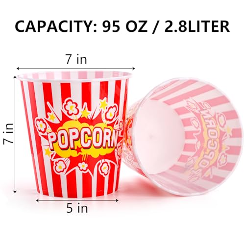 YOUEON 12 Pack Large Plastic Popcorn Bowls, 2.8 L Reusable Popcorn ...