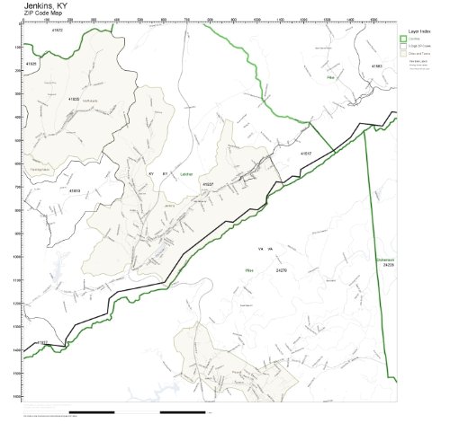 ZIP Code Wall Map of Jenkins, KY ZIP Code Map Laminated: Amazon.com ...