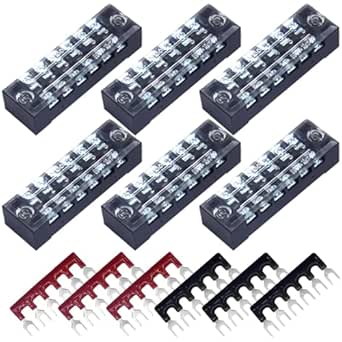 CEEYSEE 6Pcs 6 Positions Dual Rows Covered Screw Terminal Block 600V ...