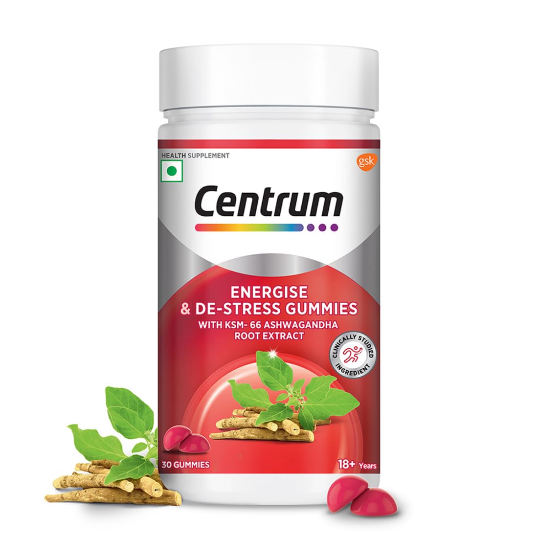 CENTRUM ENERGIZE & DE-STRESS GUMMIES | KSM 550 Ashwagandha| 30 Gummies ...