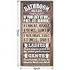 Amazon.com: Funny Bathroom Rules Sign - Rustic Bathroom Decor for ...