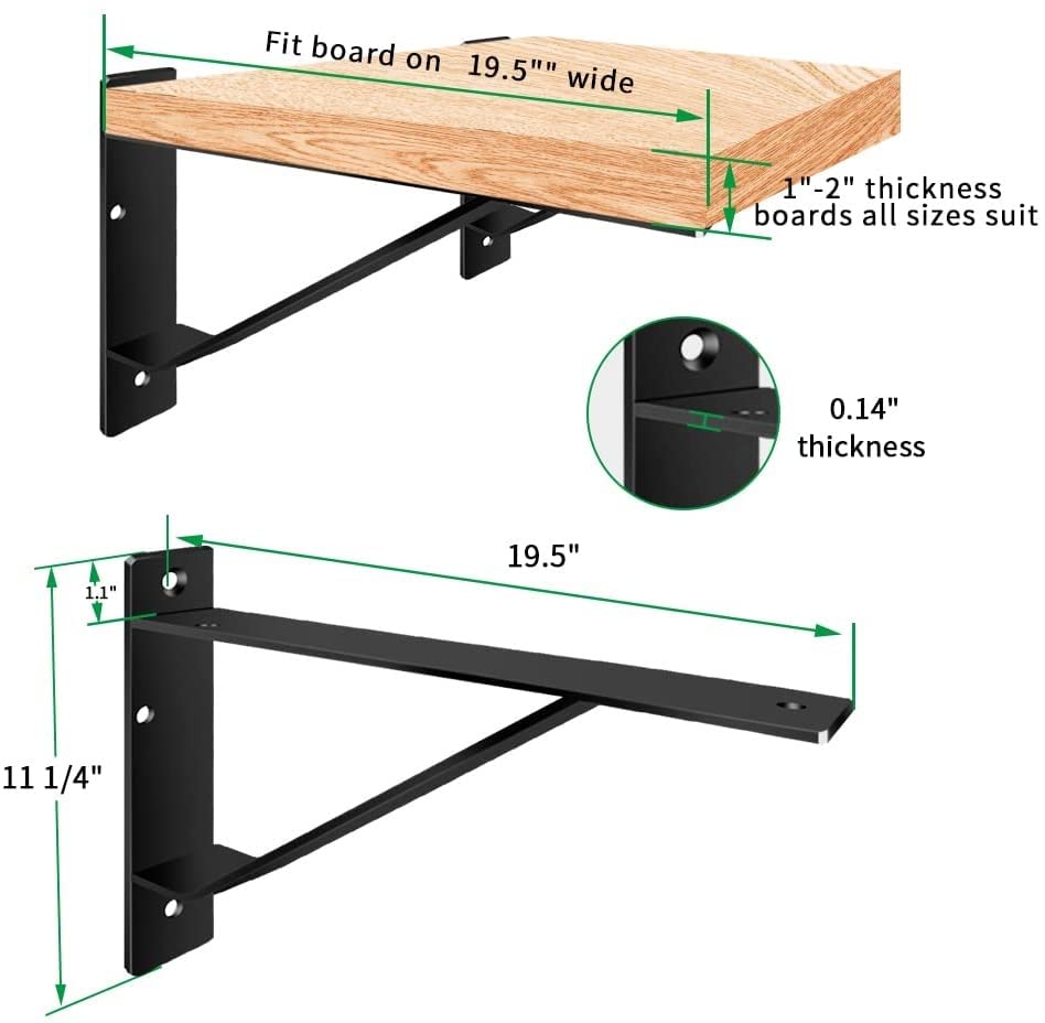 Snapklik.com : Heavy Duty Shelf Brackets 20 Inch, Industrial Wall Brackets